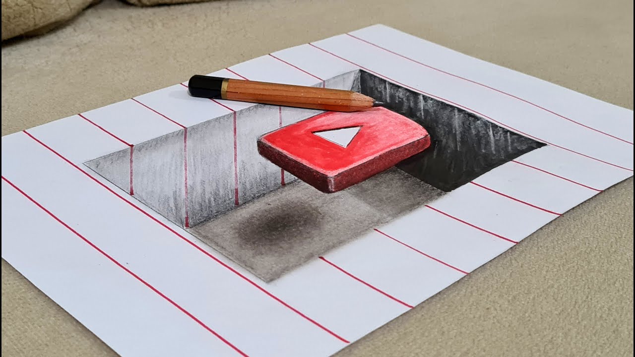 3d drawing on paper for beginner - YouTube