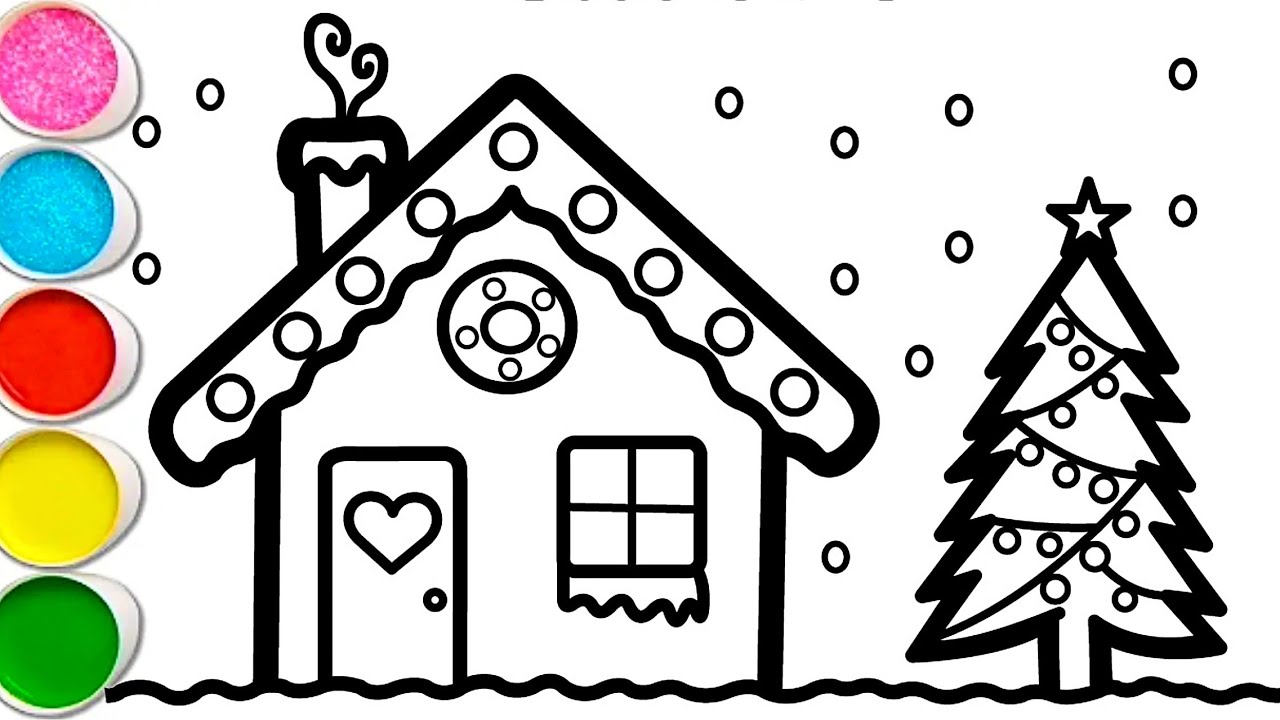 Easy Christmas House 🏠 Drawing, House Drawing For Kids & Toddlers - YouTube