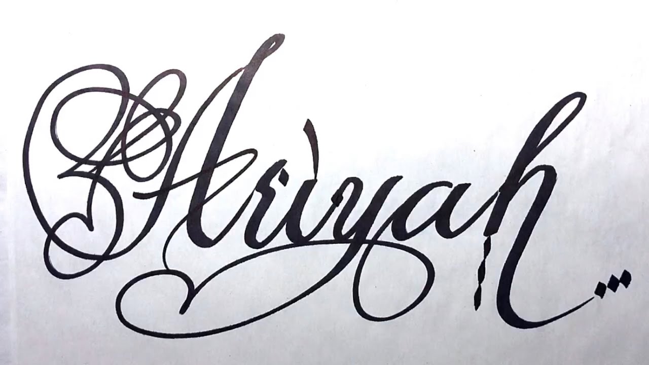 Ariyah Name Signature Calligraphy Status | #moderncalligraphy #cursive ...