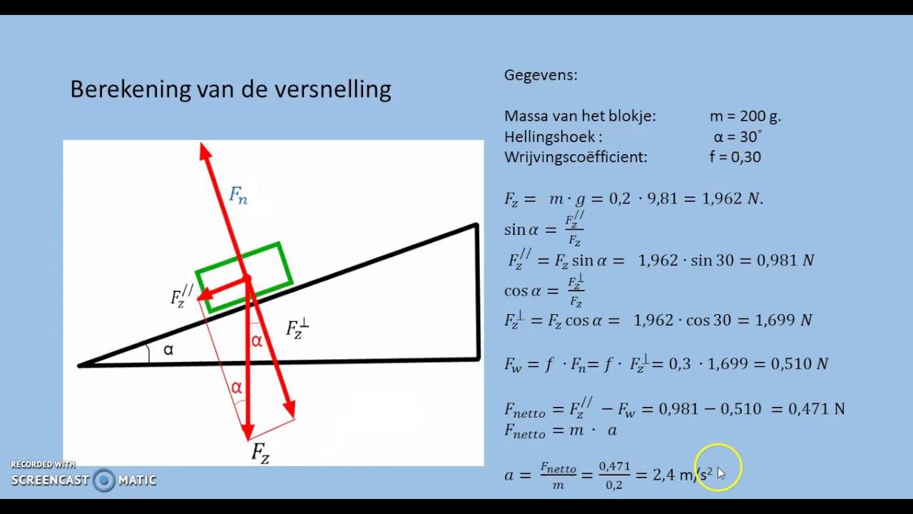 Krachten op een helling (rekenen) - YouTube