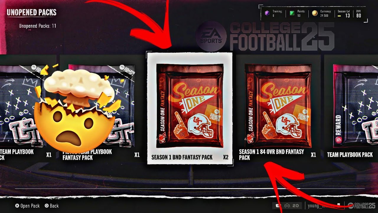 Opening My Free Season 1 BND Fantasy Packs & 84 BND OVR Pack In College ...