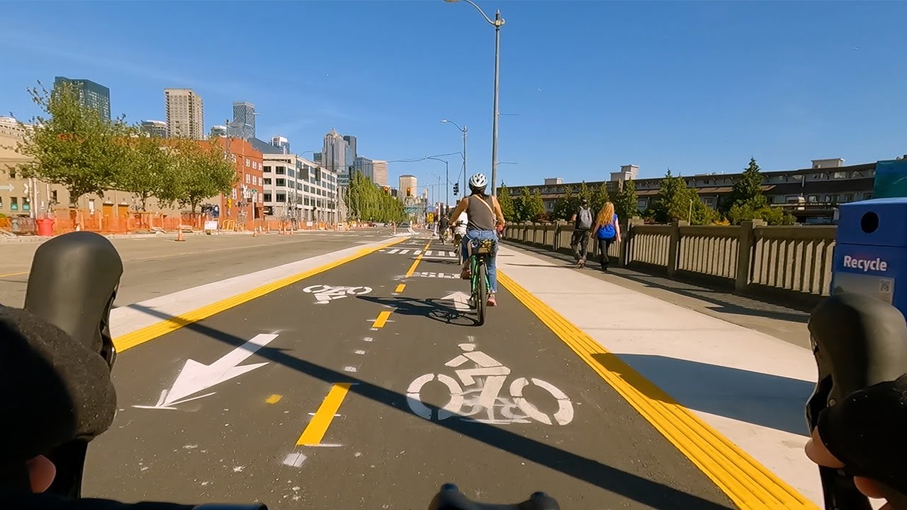 Biking the new Alaskan Way bike lanes to the heart of the Seattle ...