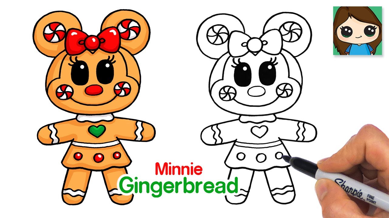 How to Draw Gingerbread Minnie Mouse | Disney Christmas - YouTube
