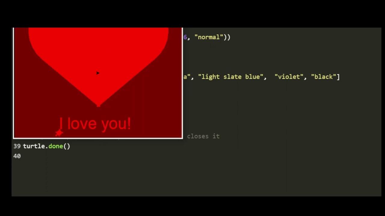 Drawing Heart with I love you using Python Turtle - YouTube