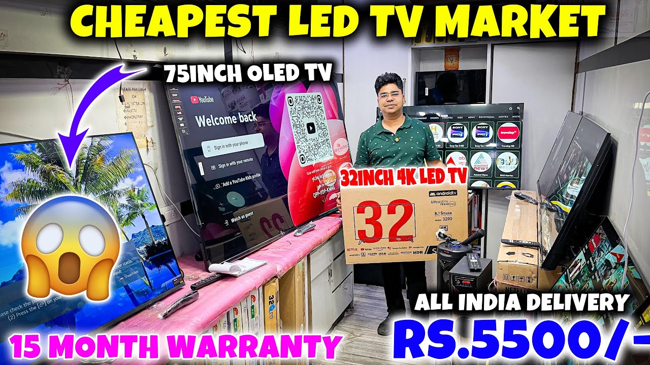 32inch 4K Led Tv Rs.5500/- 😱 || Cheapest Led Tv wholesale market in ...
