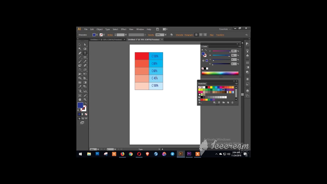 Adobe illustrator color chart make - YouTube