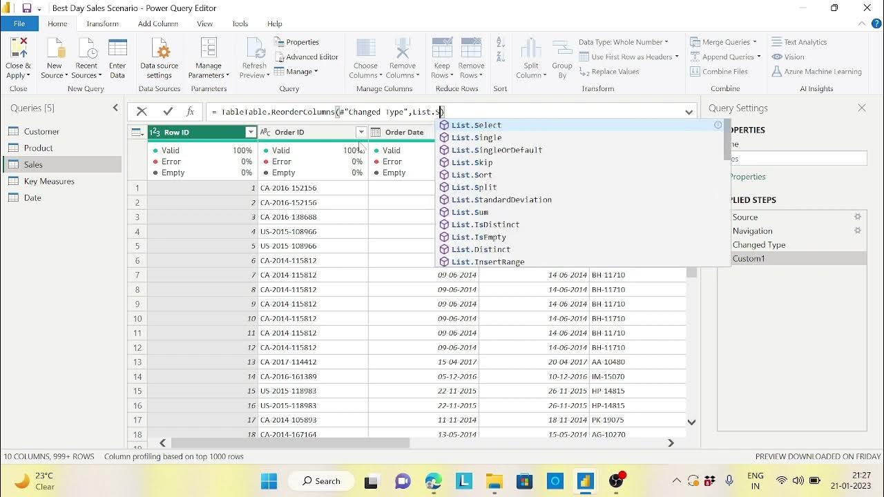 Reorder Columns Ascending Order in Power Query - YouTube