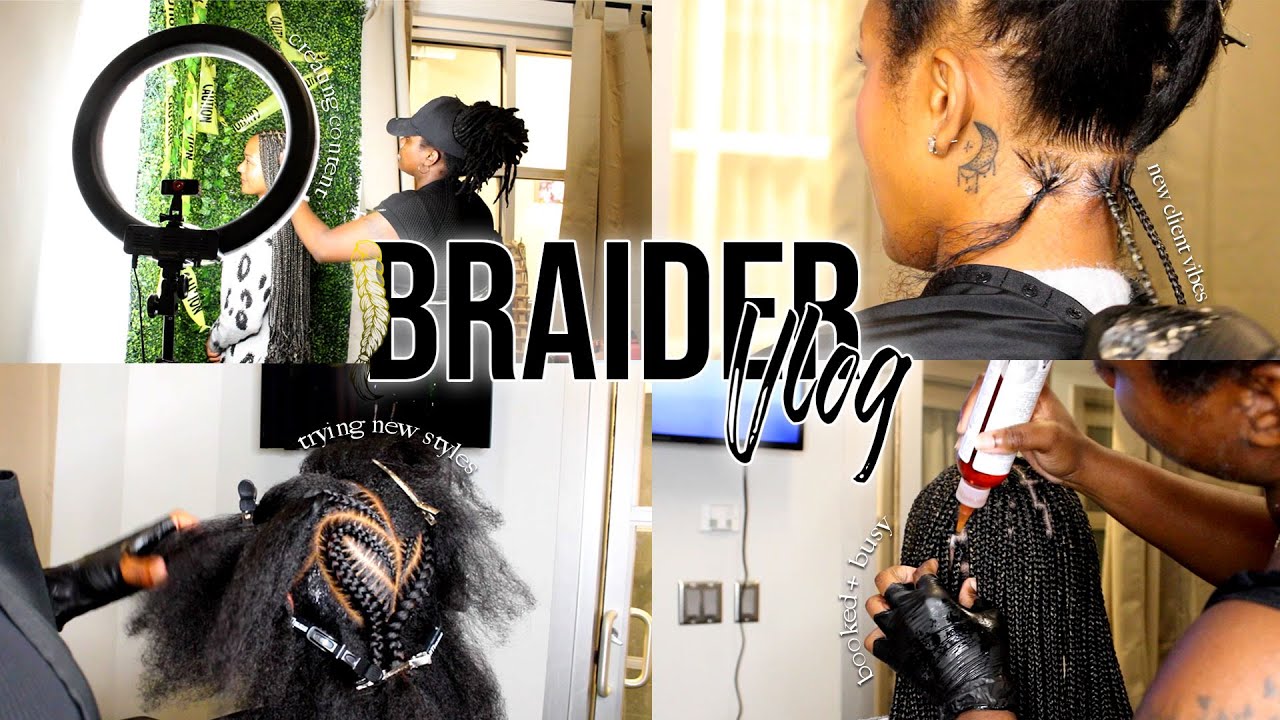 A WEEK IN MY LIFE AS A BRAIDER VLOG 004 | trying new styles + chill ...