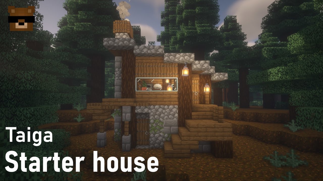 Minecraft | How to Build a Simple Taiga Starter House | Ammi MC - YouTube