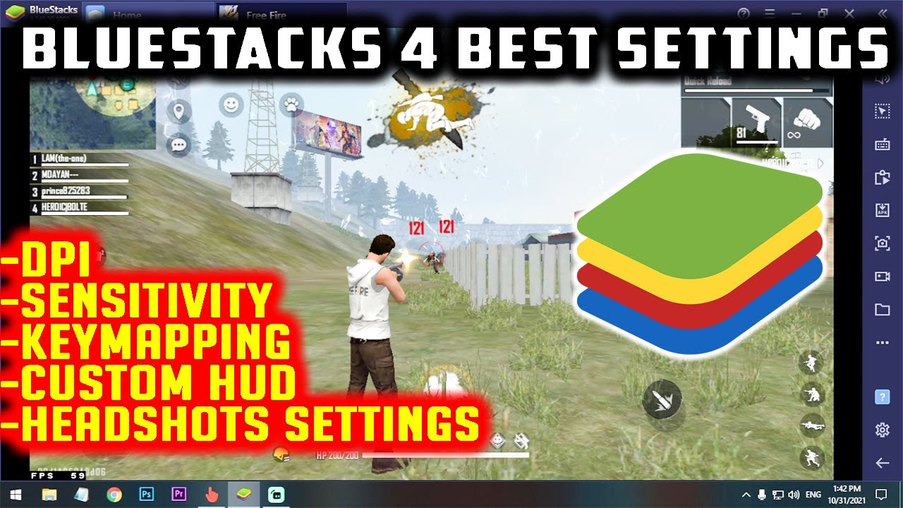 Bluestacks 4 Best Settings for Free Fire | HEADSHOTS SETTINGS | CUSTOM ...