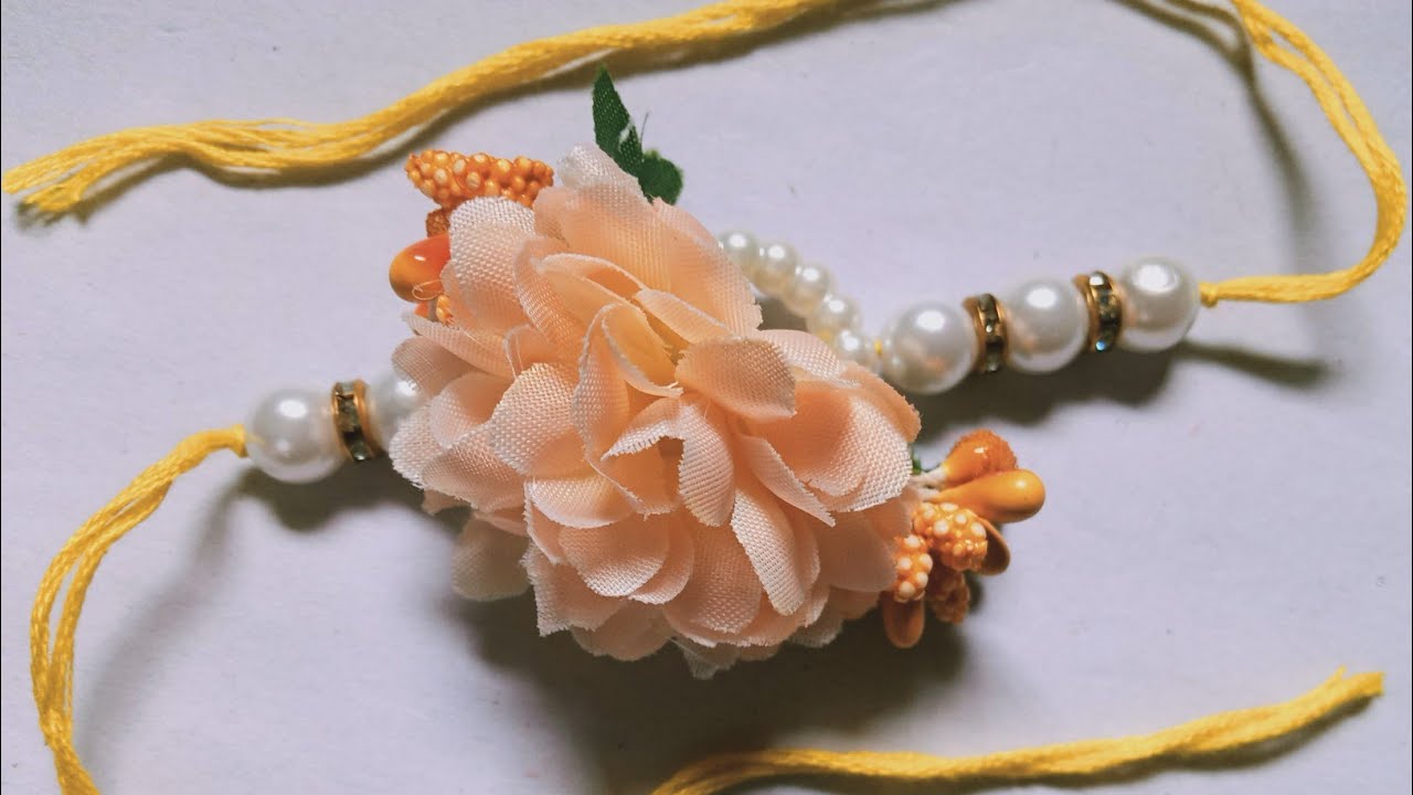 Diy Easy Rakhi Making At Home|| How To Make Easy flower Rakhi ...