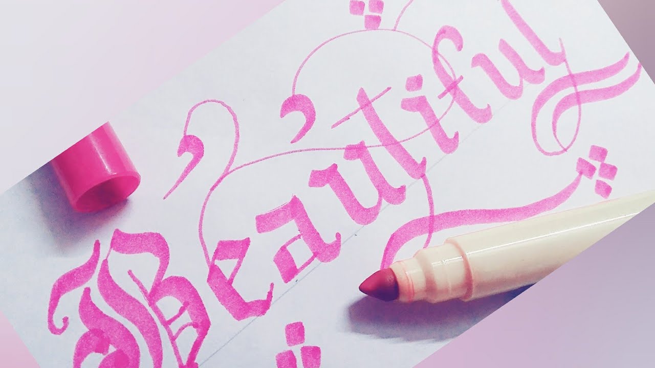How to write'' Beautiful '' word with marker pen ️ - YouTube