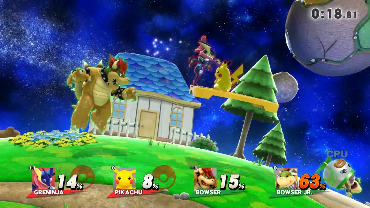 Greninja, Pikachu vs bowser, bowser Jr gameplay video - YouTube