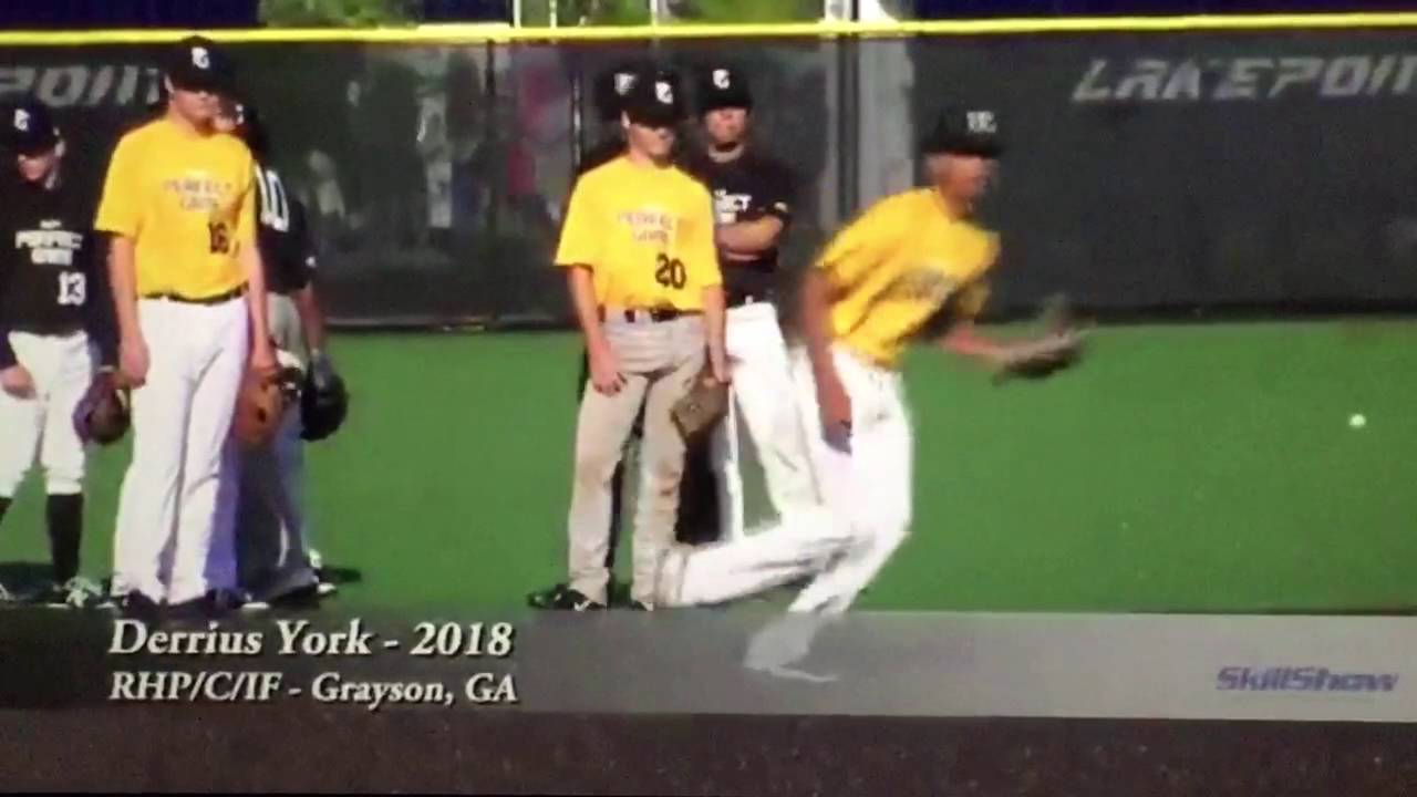 Derrius York, baseball skills video. RHP /C/IF/OF class of 2018 - YouTube