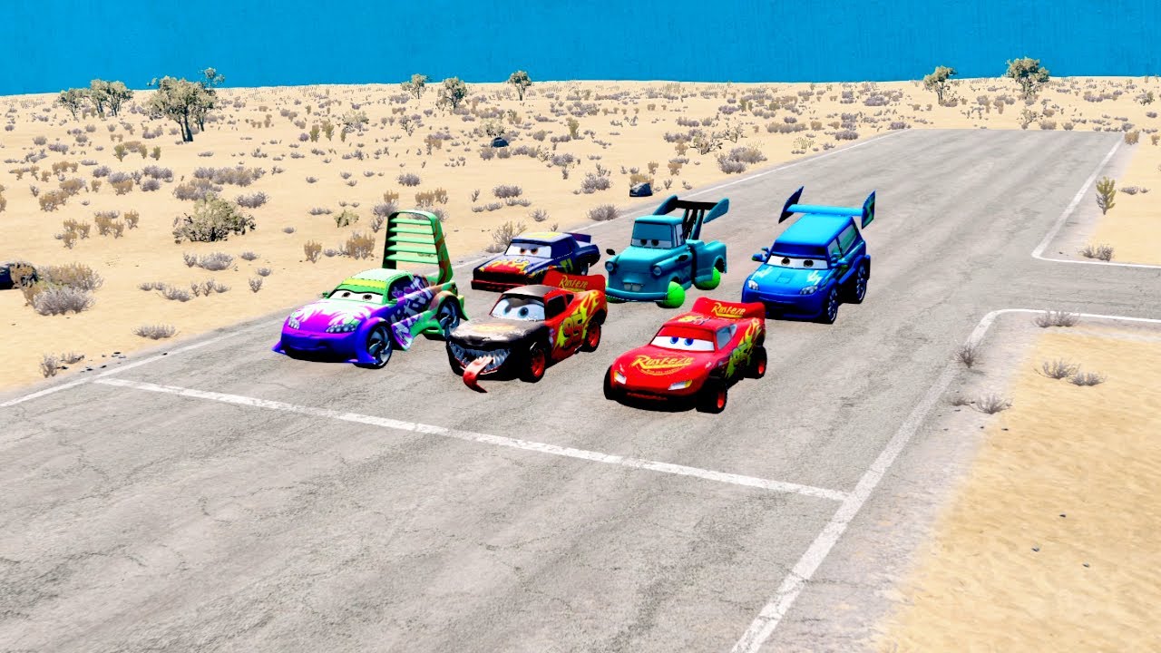 Pixar Cars Physics Test 😱 Cars vs Impossible Obstacles | BeamNG.drive ...