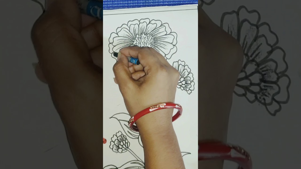 #How to draw zinnia flower with easy step🌼 - YouTube