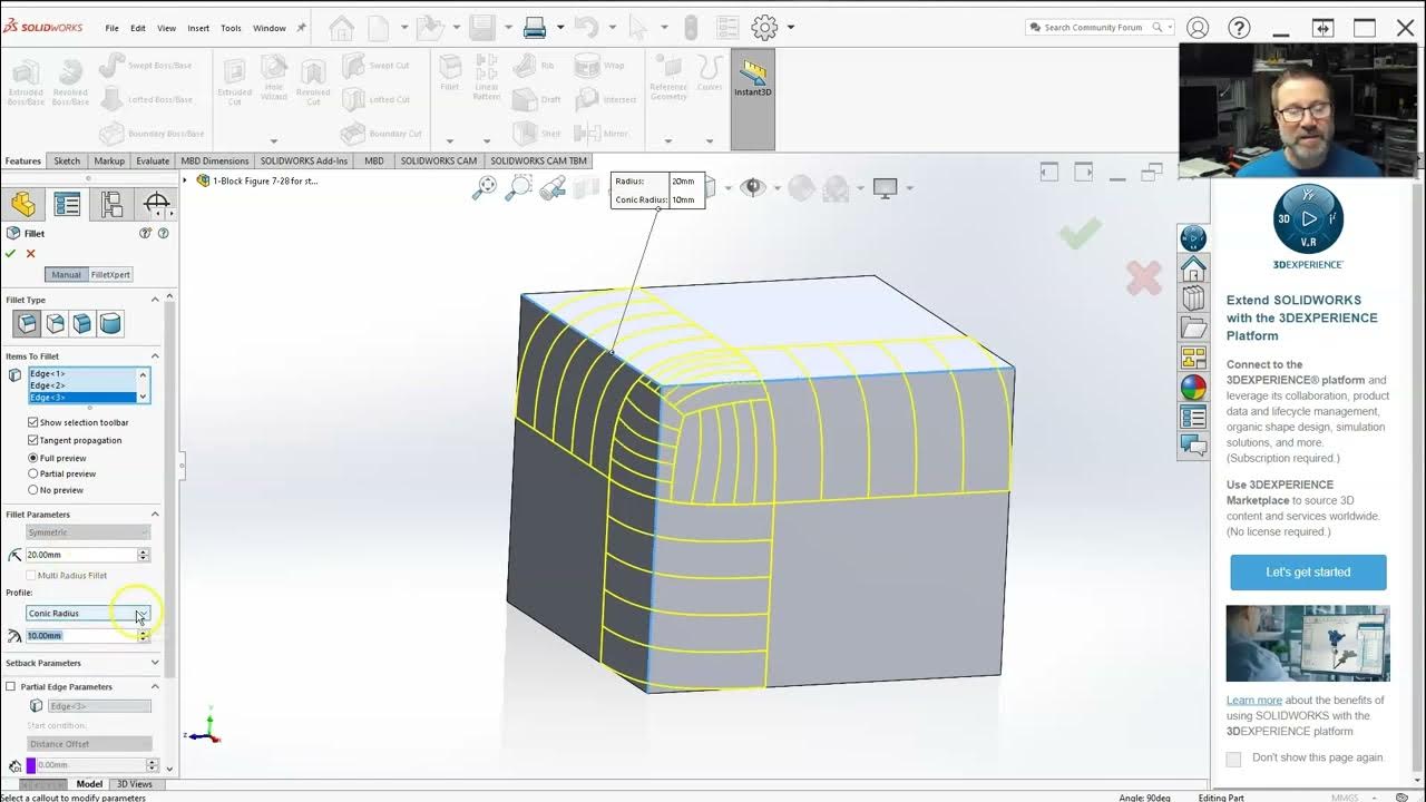 SolidWorks: Fillet Basics - Multi Radius Fillet (Section 8-5) - YouTube
