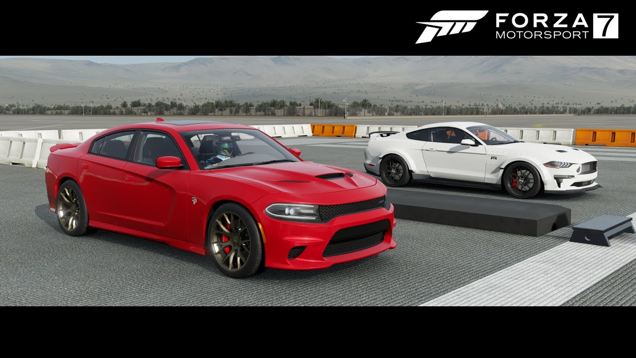 Fm7 Drag Race - Ford Mustang RTR Vs Dodge Charger Srt - YouTube