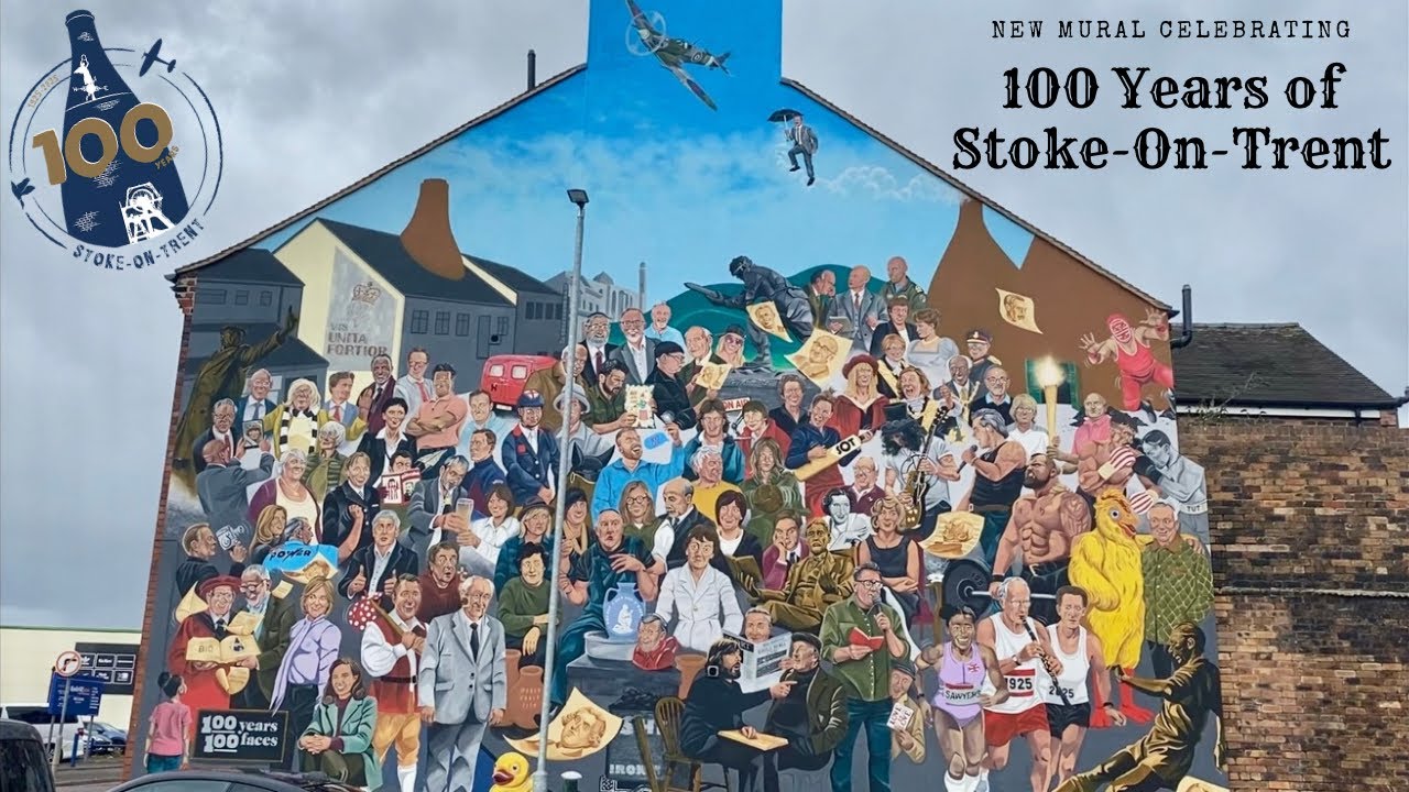 New Mural in Hanley to Celebrate 100 Years of Stoke On Trent - YouTube