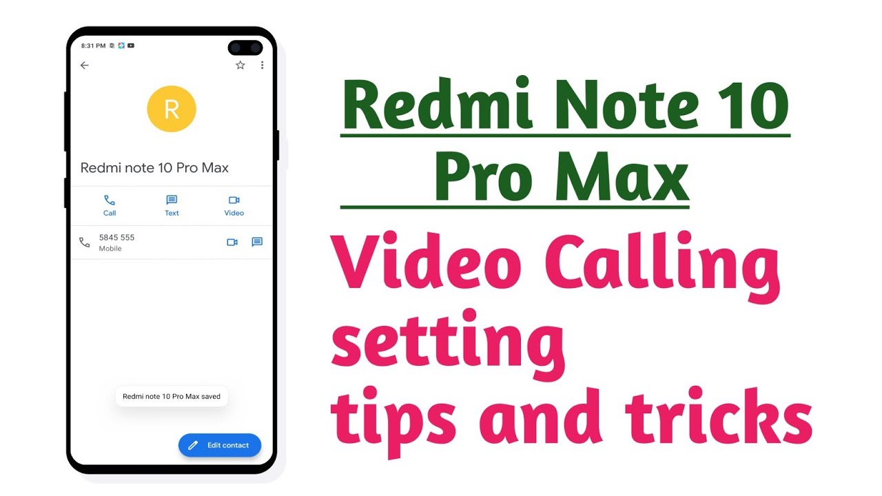 Redmi Note 10 Pro Max , Video Calling setting tips and tricks - YouTube