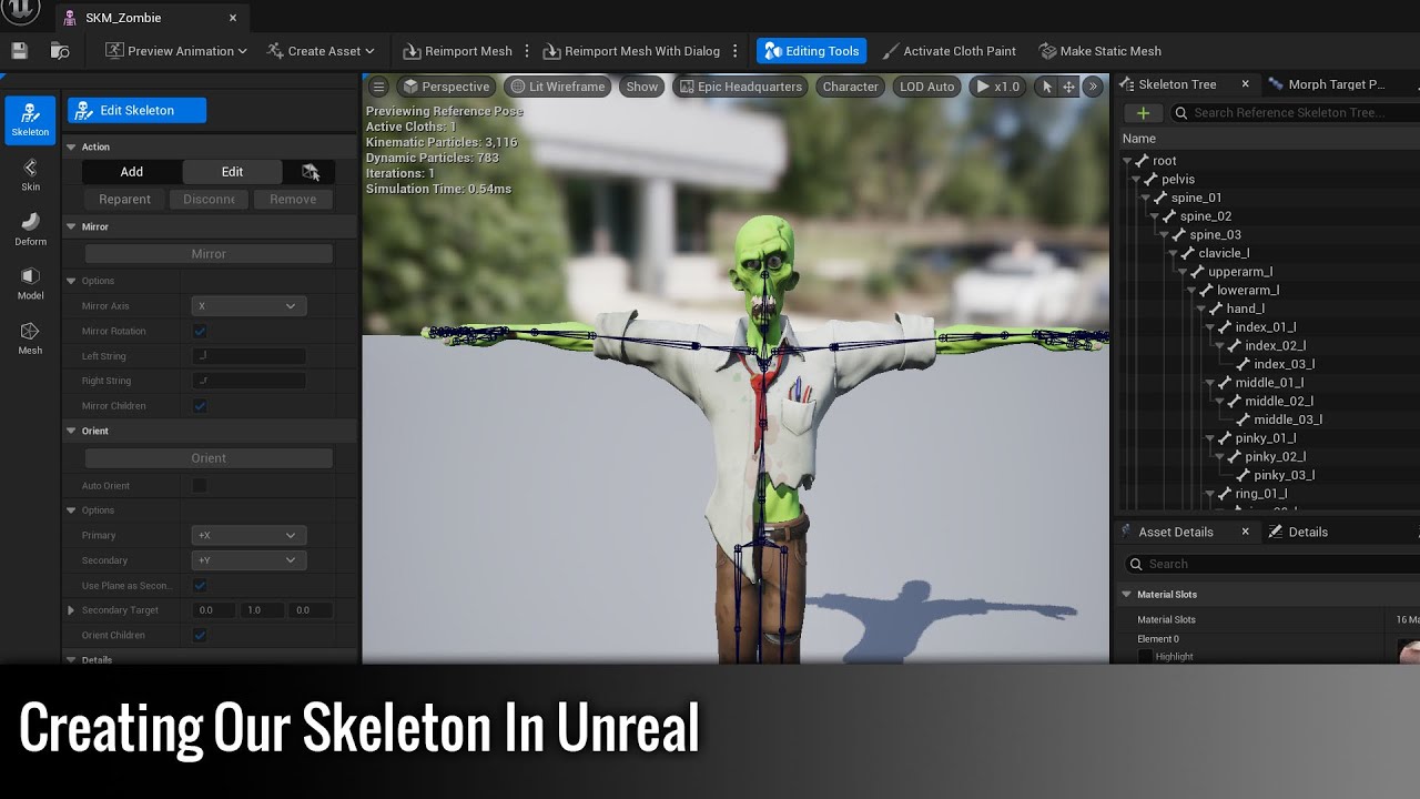 Pt 2: Creating the skeleton using the Unreal Editor Skeletal Tools ...