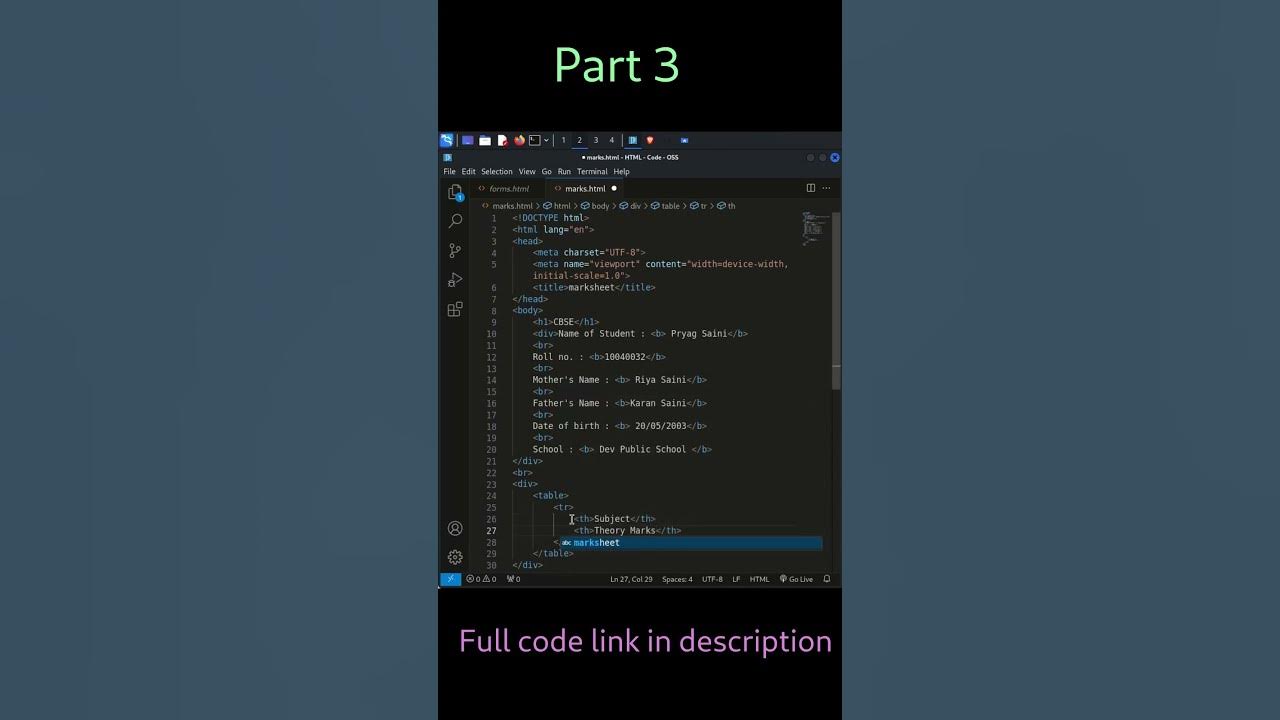 HTML practice set | question 1 | complete source code link in description | Part 3 - YouTube