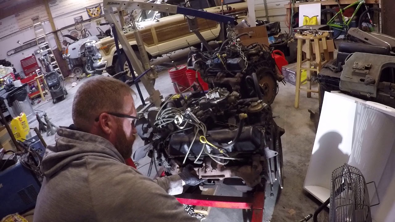 Jeep Grand Wagoneer FSJ Engine with FiTech install prep - YouTube