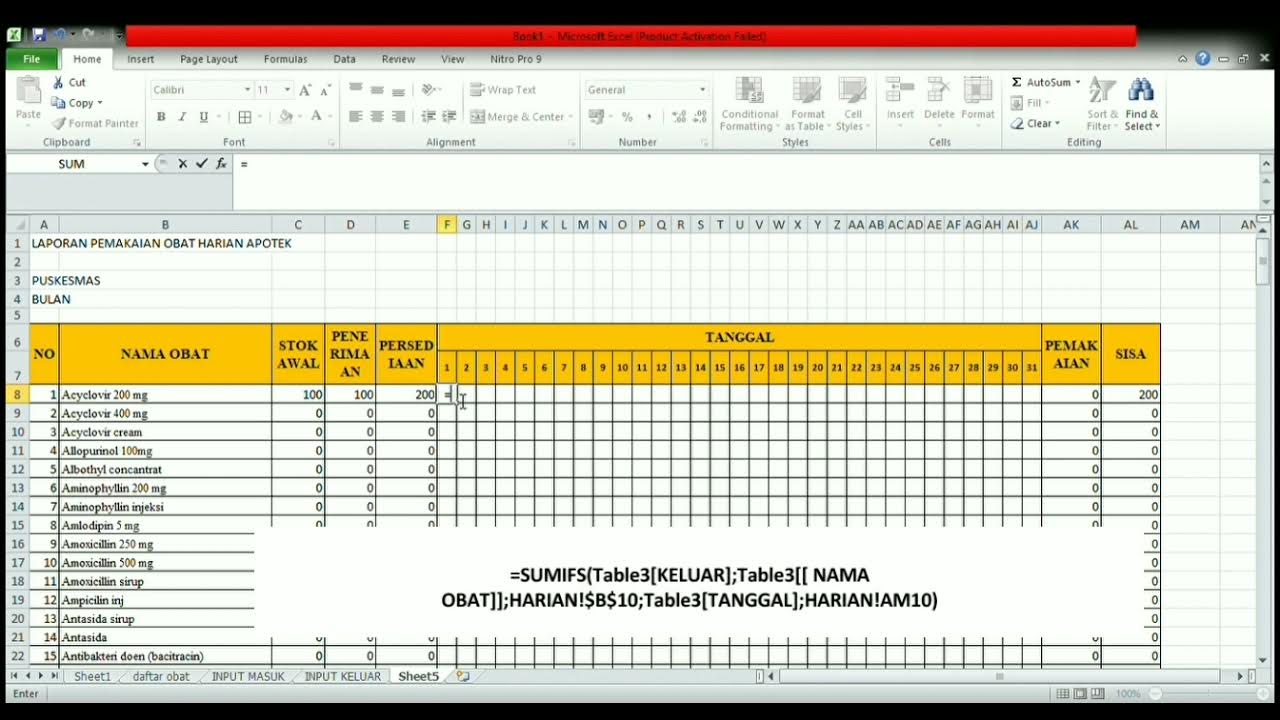 Membuat rekapan laporan harian diexcel dengan mudah || LAPORAN HARIAN OBAT DAN BMHP BERBASIS ...