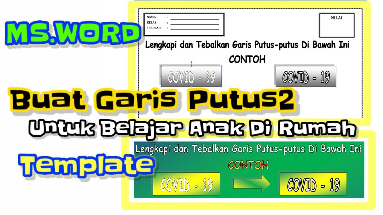Cara Buat Garis Putus-putus di word |untuk belajar anak sd/tk/paud ...
