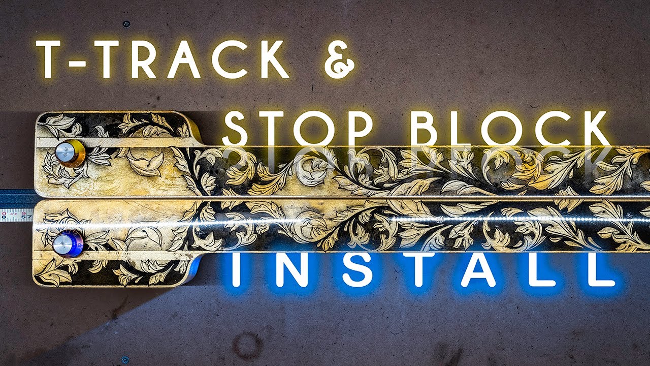 How to Install T Track & Custom Stop Block for Miter Saw Station - YouTube