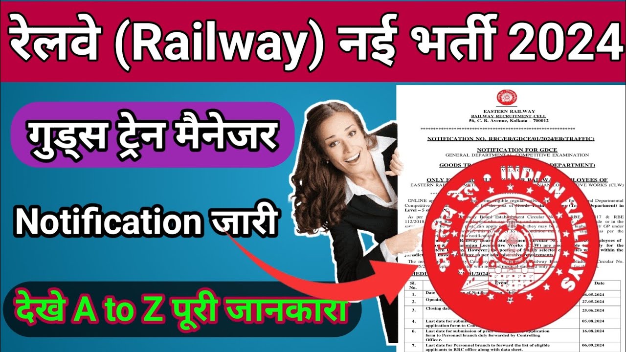 Railway New Job Vacancy 2024 for Goods Train Manager post रेलवे नई ...
