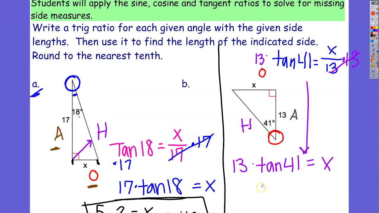 Solving for a side:Tangent - YouTube