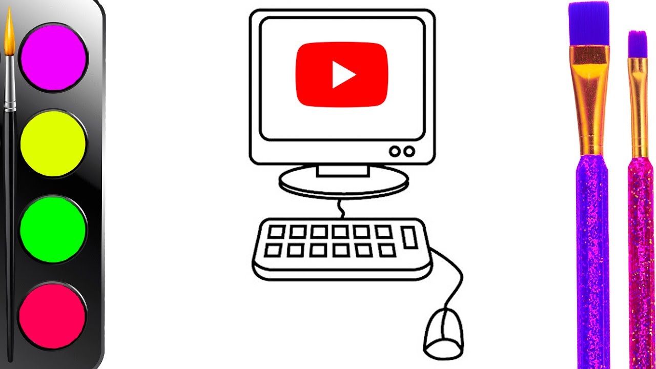 Bolalar uchun kompyuter rasmini chizish/easy Drawing Computer for kids ...