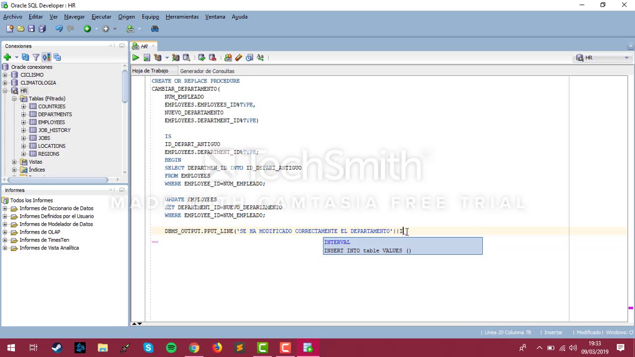 Procedimientos PL/SQL Parte 1 Manuel - YouTube