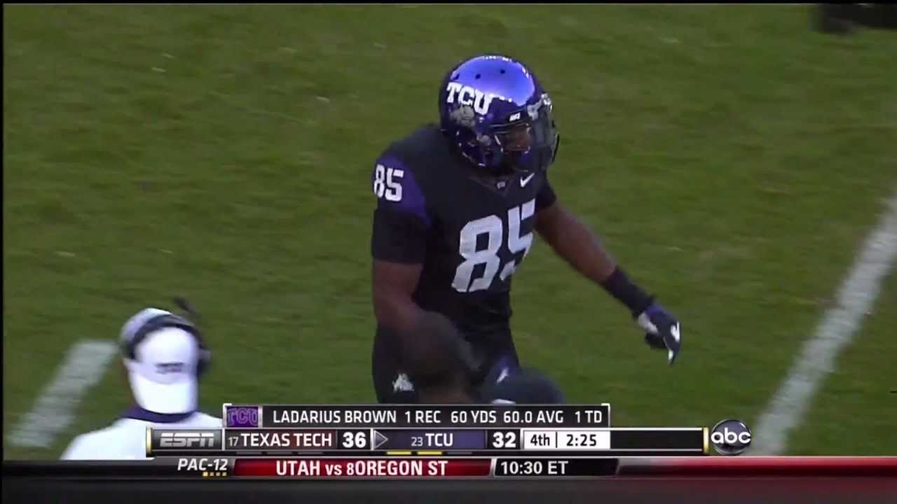 LaDarius Brown 60 Yard TD Catch TCU Horned Frogs vs Texas Tech 2012 ...