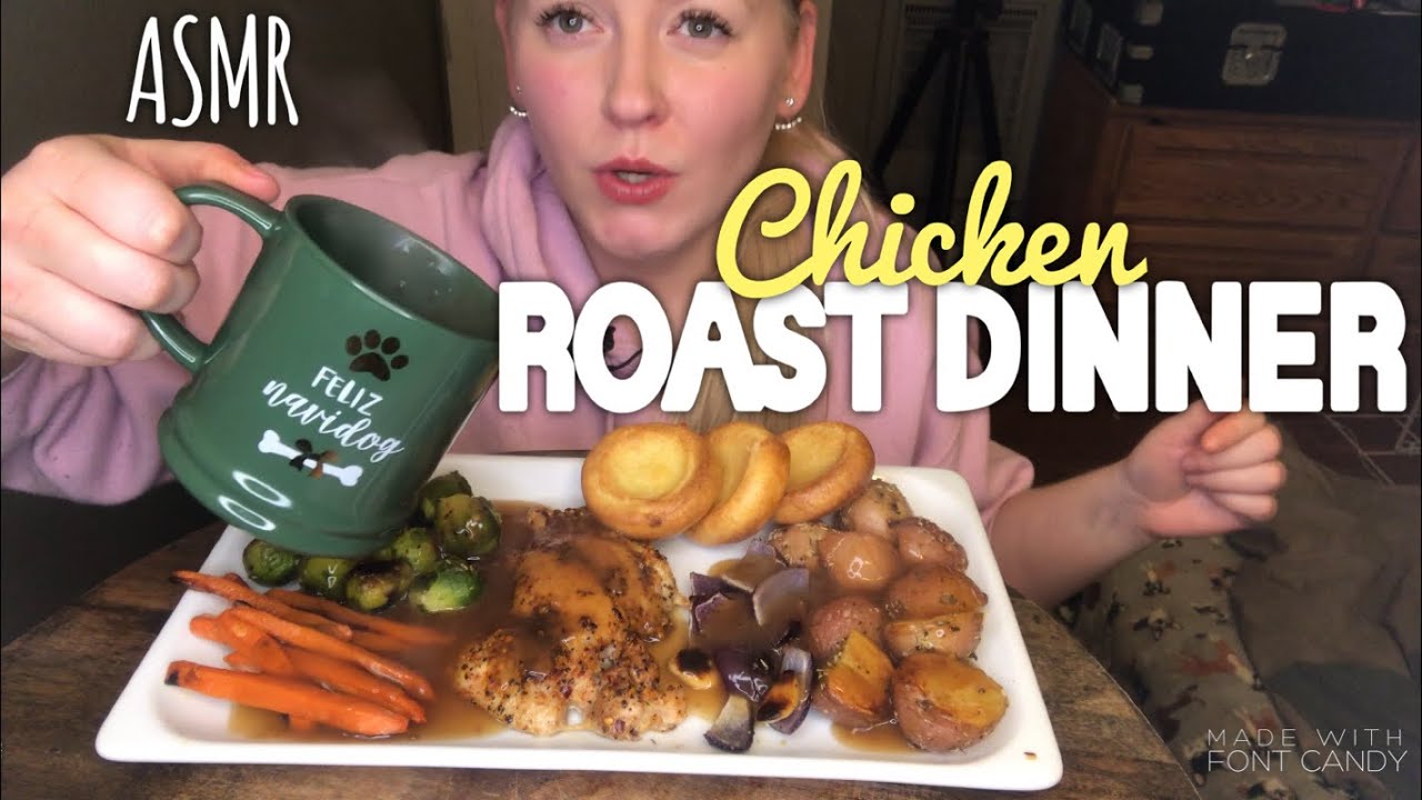 CHICKEN ROAST DINNER ~ ASMR MUKBANG Relaxing Eating Sounds - YouTube