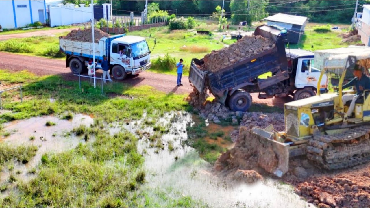 Perfectly PROJECT Complete 100% Fill Land Up by Bulldozer Komat'su D20P ...