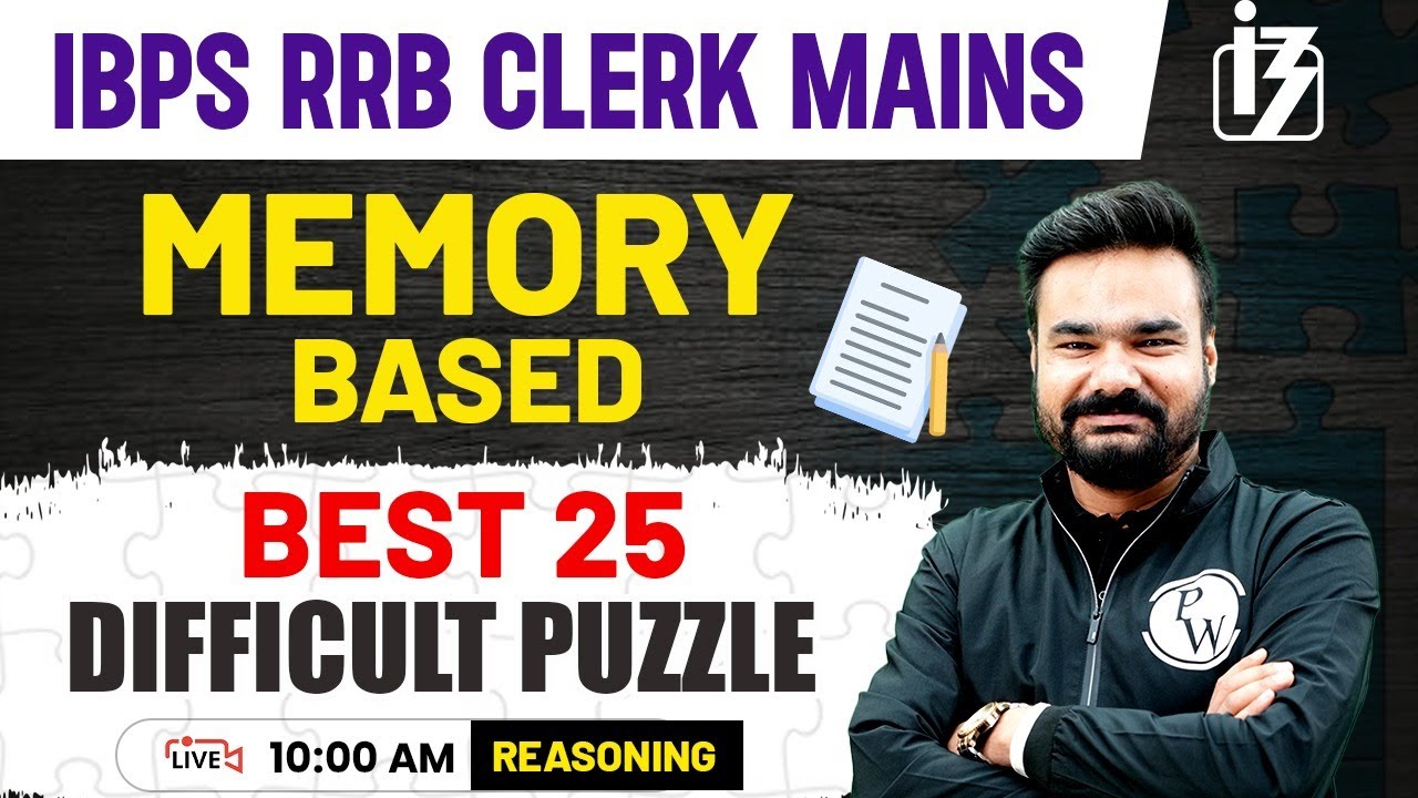 PUZZLE REASONING | IBPS RRB CLERK MAINS MEMORY BASED PAPER | RRB CLERK ...