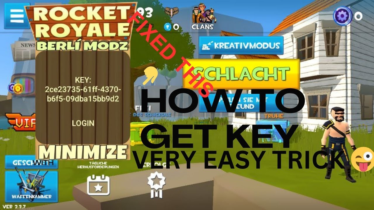 HOW TO GET KEY FOR ROCKET ROYALE MOD MENU [BERLI MODZ] VERY EASY TRICK ...