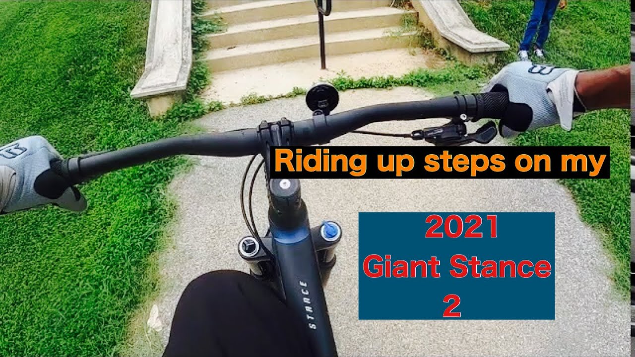 Riding my 2021 Giant Stance 2 up steps - YouTube