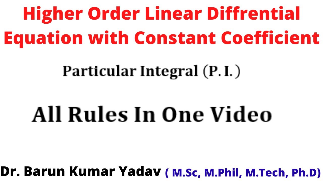 Higher Order Differential Equation With Constant Coefficient Rules For Higher Order Differential Equation With Constant Coefficient Rules For