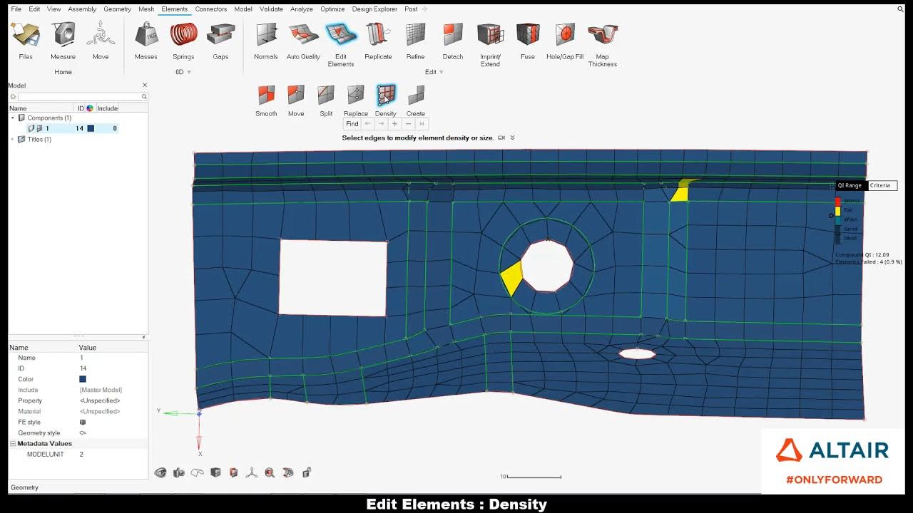 Learn HyperWorks Interface - ELEMENT EDIT DENSITY - YouTube
