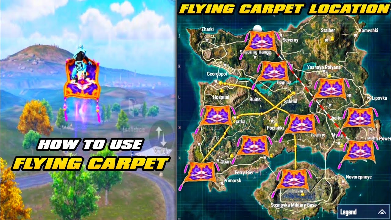 HOW TO USE FLYING CARPET | FLYING CARPET HIDDEN / SECRET LOCATION PUBG ...