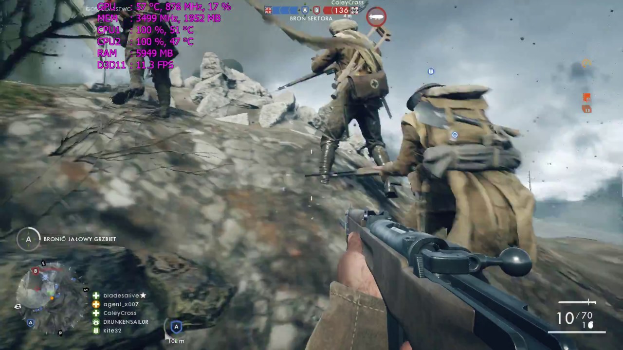 Core 2 Extreme X6800 @ 3,62GHz vs. Battlefield 1 (Operations, 64 ...