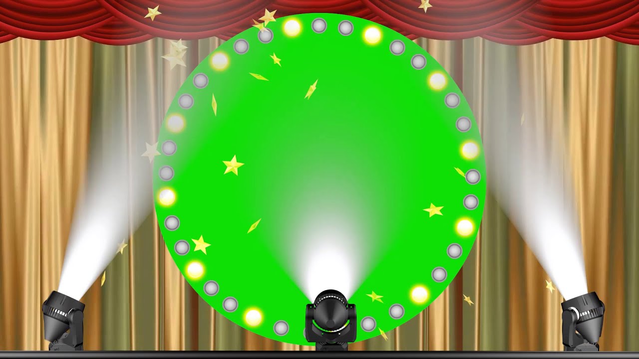 Gold Concert Stage Lights Award Frame Animation Green Screen Video ...