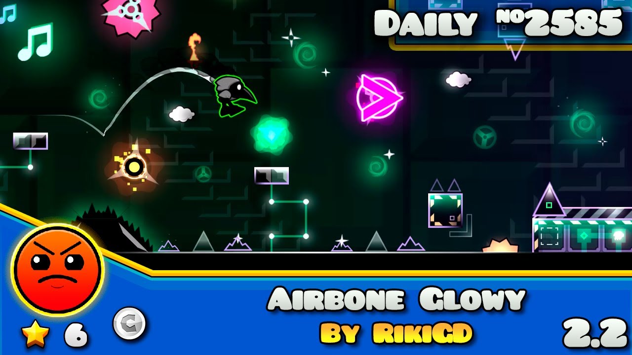 Geometry Dash - "Airbone Glowy" By RikiGD 100% | GDP: Daily Levels ...