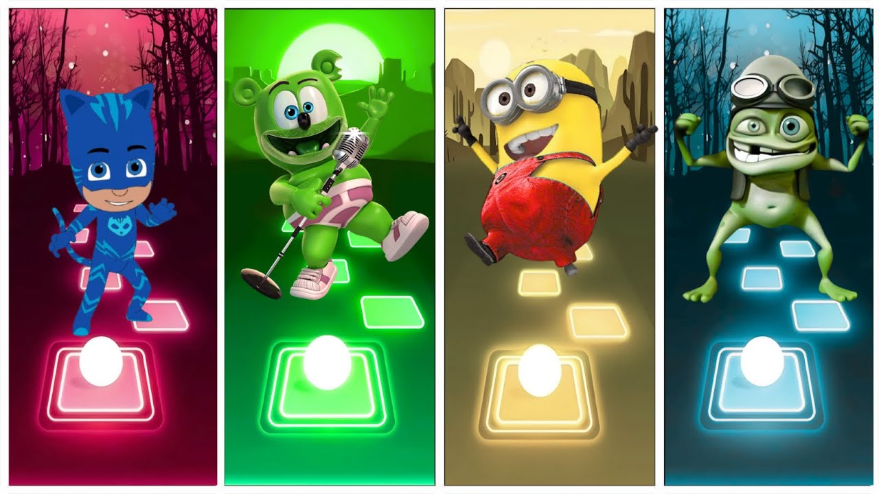 PJ Masks 🆚 Gummy Bear 🆚 Minions 🆚 Crazy Frog 🎶 Tiles Hop EDM Rush - YouTube