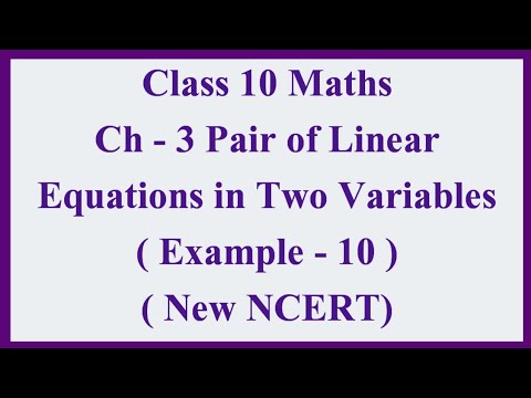 Linear Equations | Linear Equations Chapter - 3 ( Example - 10 ) | Class 10 Maths | New NCERT ...