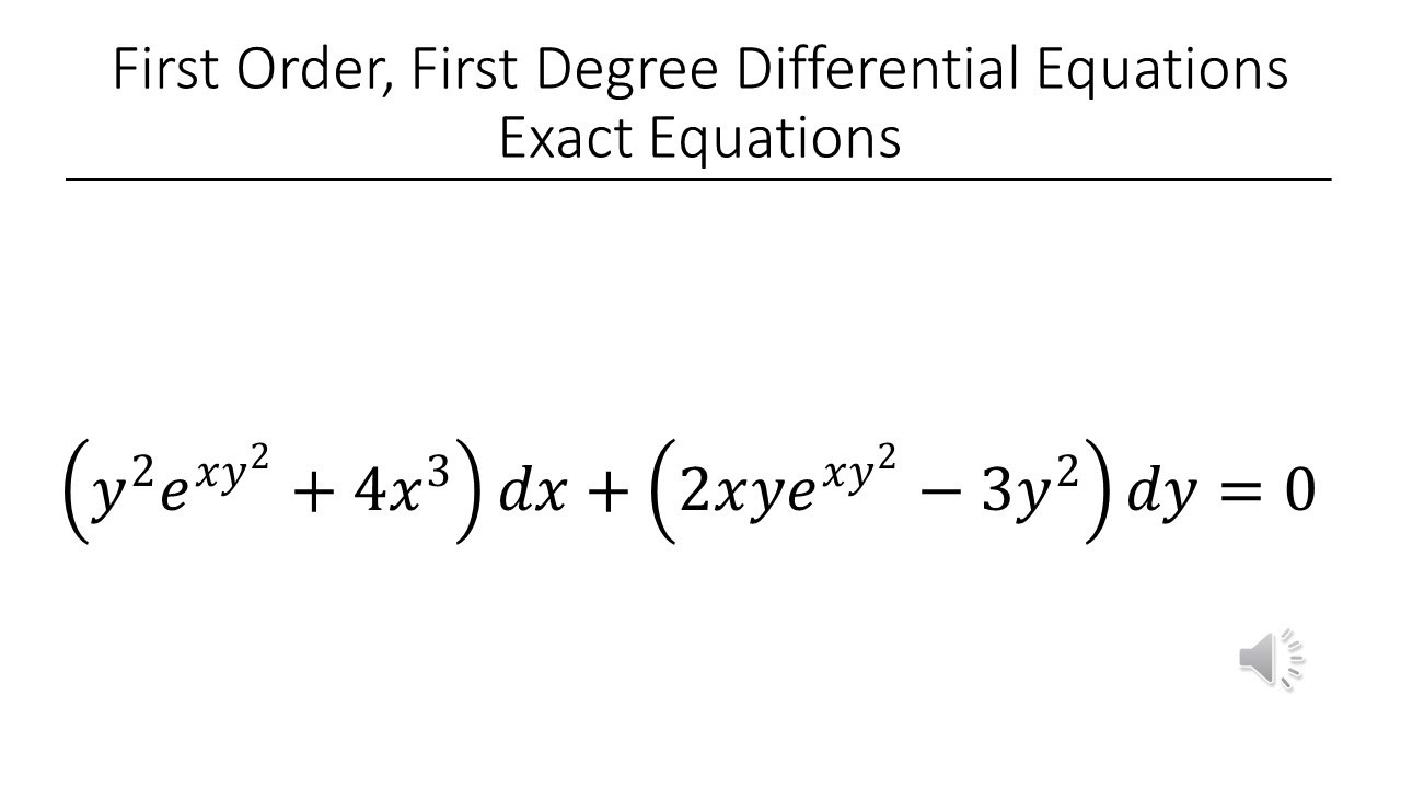 Math: DiffEQ Solver - 1st Order, 1st Degree - Exact Equation - YouTube