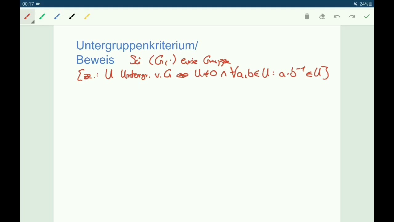 Beweis des Untergruppenkriterium [Mathe/Beweise #1] - YouTube